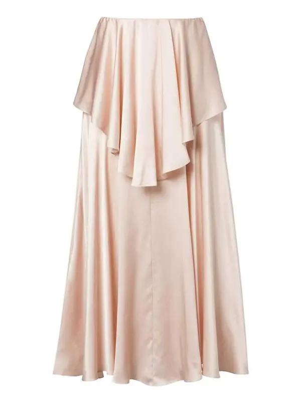 Chloé Ruffled Silk Satin Skirt - Pink