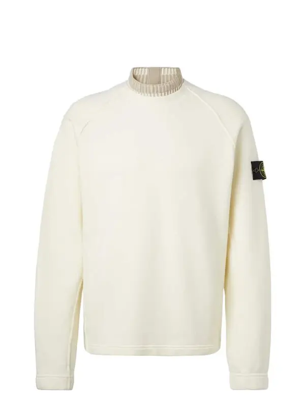 Stone Island Compass Cotton Fleece Sweatshirt - White