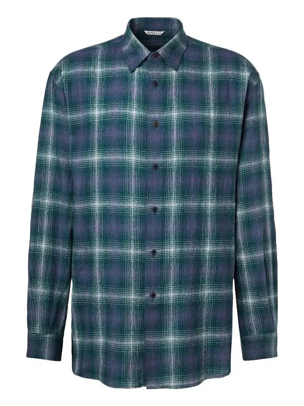 Auralee Checked Wool Shirt - Blue