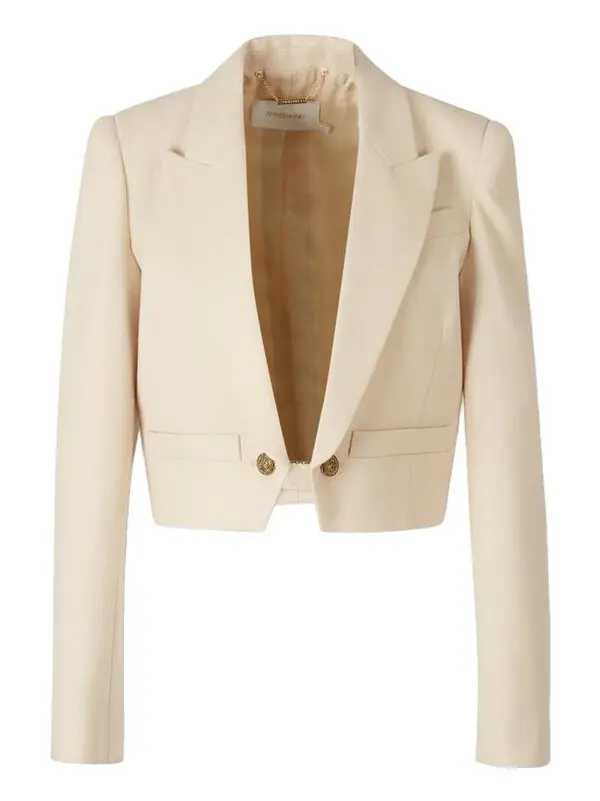 Zimmermann Cropped Wool Blazer - Beige