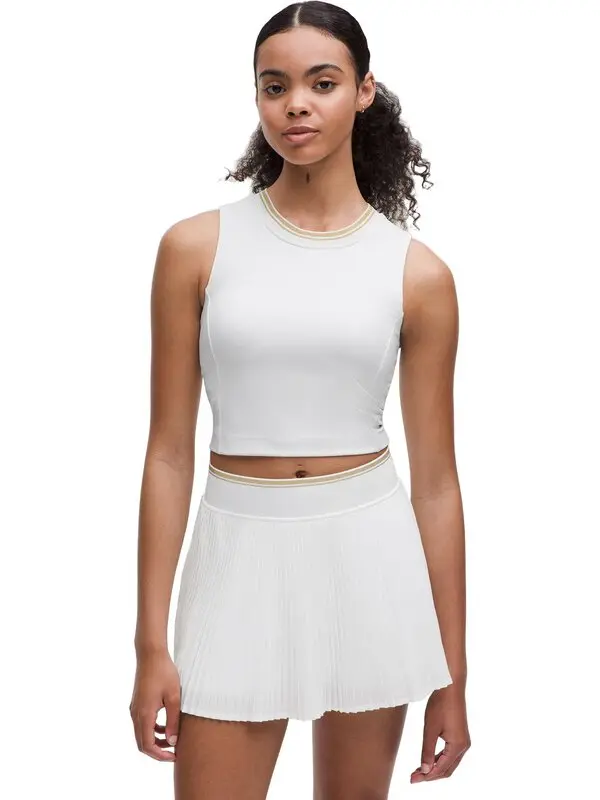 Lululemon Varsity Scoop-neck Tennis Tank Top - White/champagne Lurex