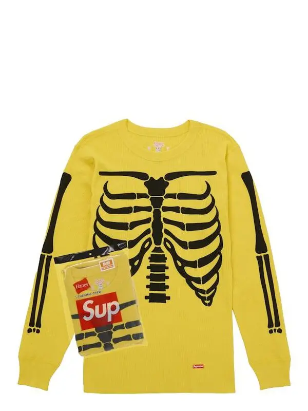 Supreme Hanes Bones Thermal Crew Fw25 - Yellow