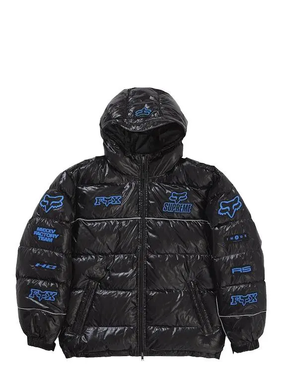 Supreme Fox Racing Shiny Down Puffer Jacket - Black