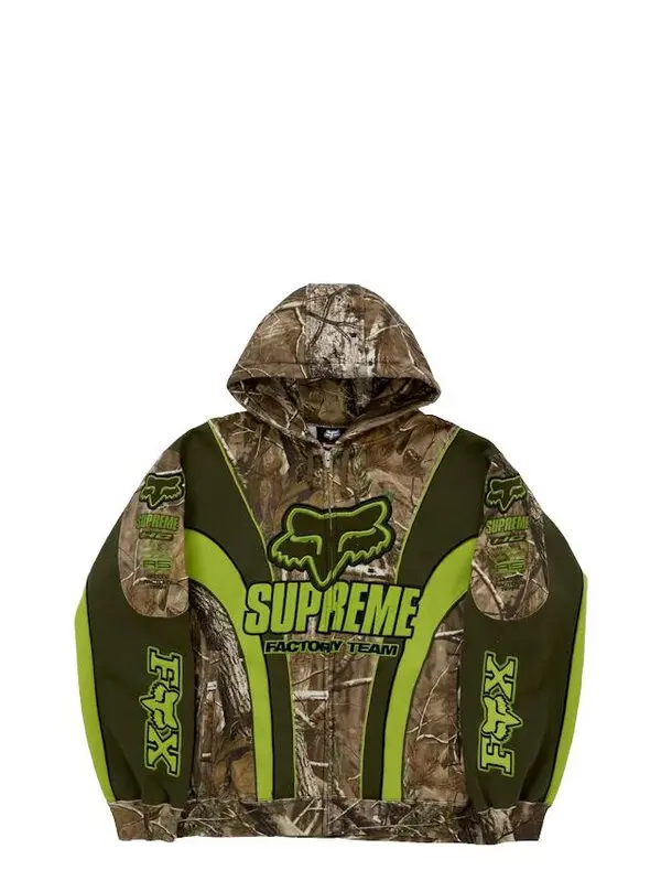 Supreme Fox Racing Zip Up Hooded Sweatshirt - Realtree Hardwoods Camo