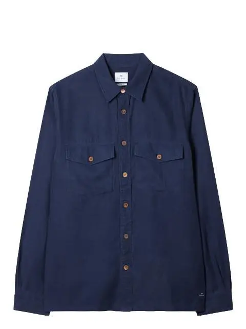 Paul Smith Navy Lyocell-cotton Patch-pocket Shirt - Blue
