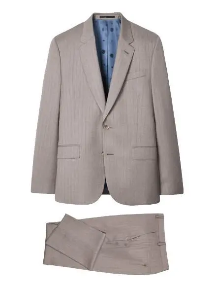 Paul Smith The Soho Tailored-fit Grey And Pink Pinstripe Wool Suit - Brown