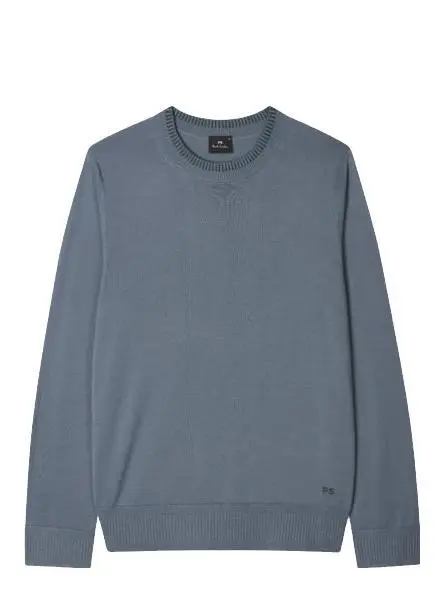 Paul Smith Contrast-collar Merino Wool Sweater - Blue