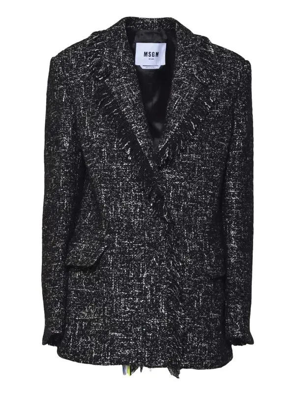 MSGM Blazer With Fringed Edge - Black