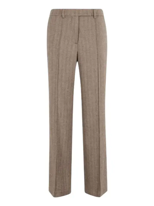 Seventy Herringbone Straight Leg Trousers - Brown