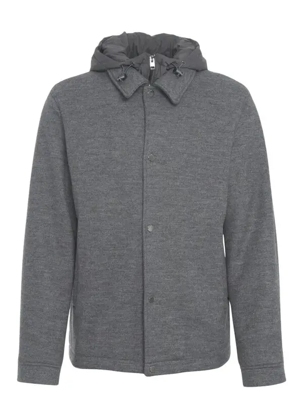 Woolrich Wool Jacket With Hood - Grey