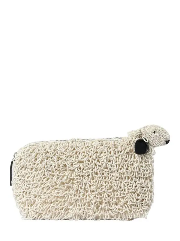 Staud Beaded Clutch - Ivory