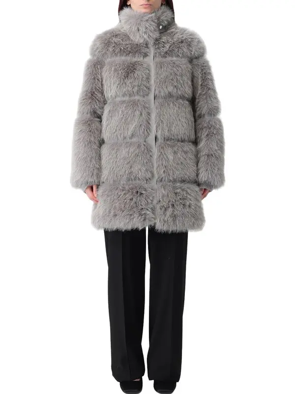 Patrizia Pepe Fur Coat - Grey
