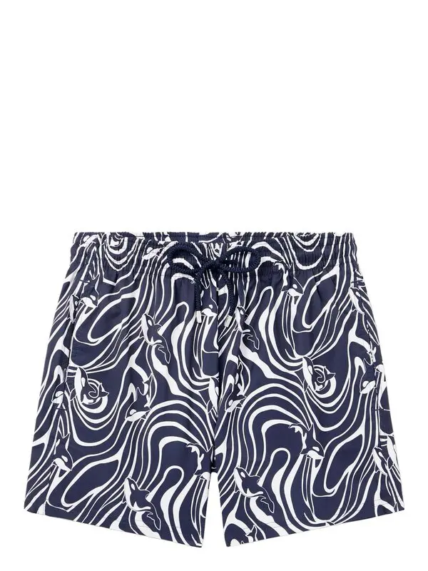 Vilebrequin Moorise Straight-leg Mid-length Printed Swim Shorts - Blue