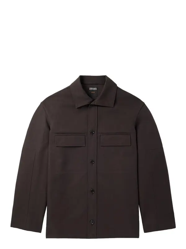 Zegna Cotton-twill Overshirt - Brown