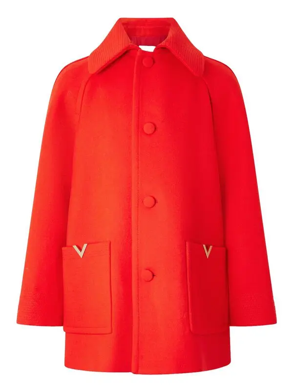 Valentino Garavani Embellished Wool Coat - Red