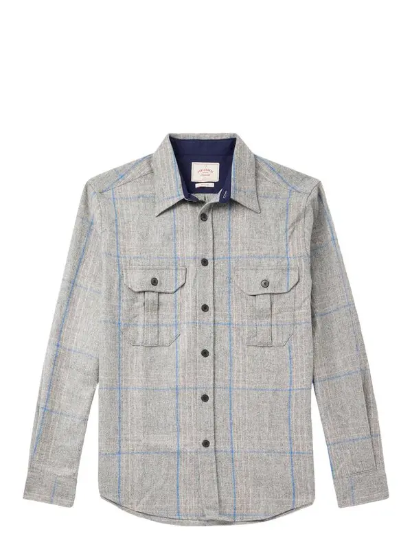Portuguese Flannel Fixon Checked Wool Overshirt - Gray