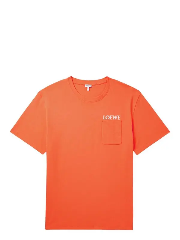 Loewe Logo-embroidered Cotton-jersey T-shirt - Orange