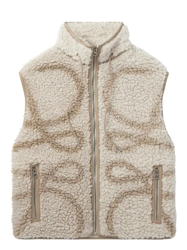 Loewe Leather-trimmed Anagram Fleece Gilet - Neutrals