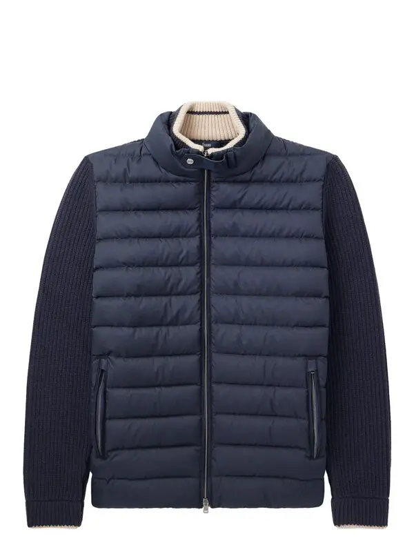 Herno Slim-fit Wool And Quilted Shell Down Jacket - Blue