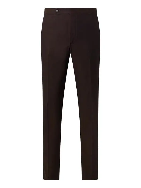 DE PETRILLO Straight-leg Cotton And Silk-blend Twill Suit Trousers - Brown