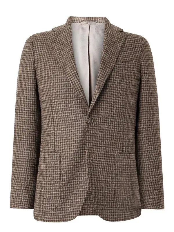 DE PETRILLO Posillipo Houndstooth Wool-tweed Blazer - Brown