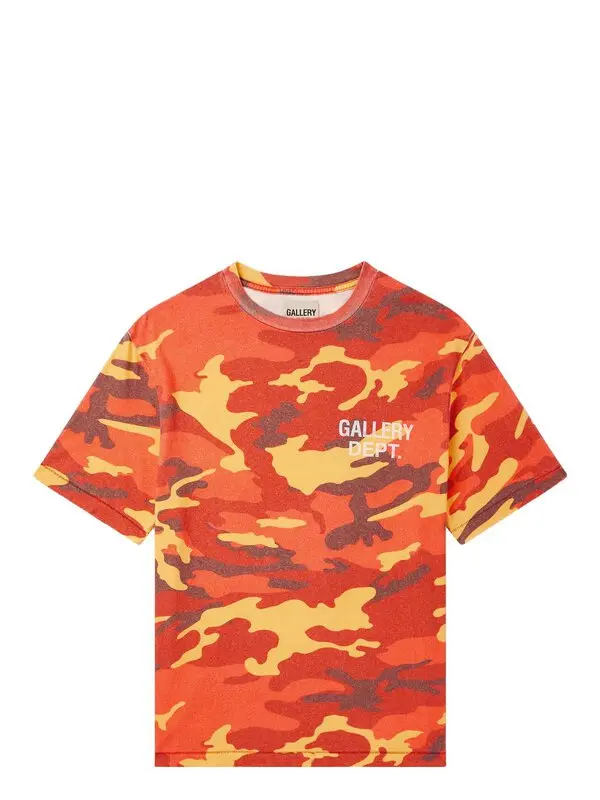GALLERY DEPT. Souvenir Camouflage Logo-print Cotton-jersey T-shirt - Orange