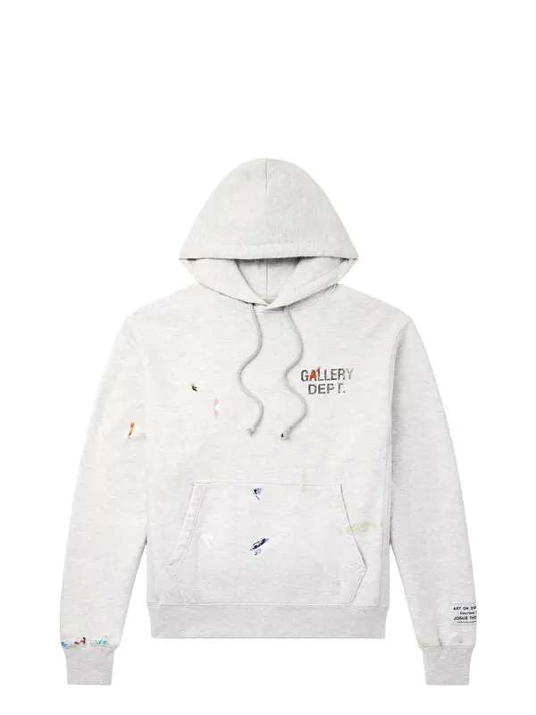 GALLERY DEPT. Logo-print Paint-splattered Hoodie - Gray