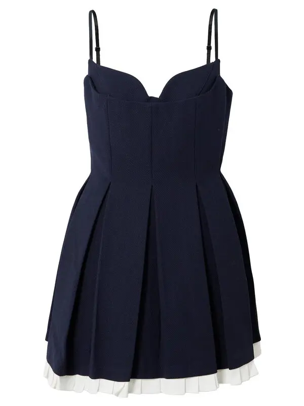 SHUSHU/TONG Layered Pleated Twill Dress - Blue