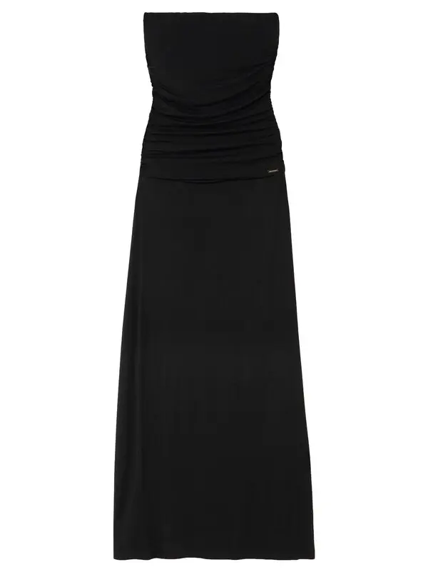 Melissa Odabash Strapless Ruched Maxi Dress - Black