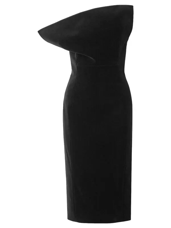 Khaite Sato Strapless Draped Velvet Dress - Black