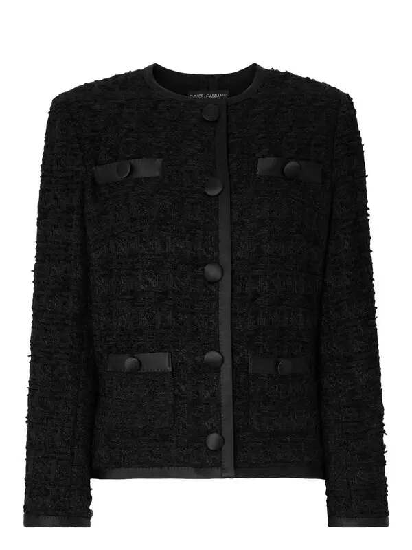 Dolce & Gabbana Satin-trimmed Tweed Jacket - Black