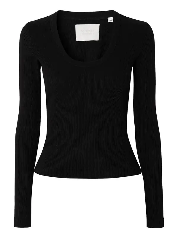 Citizens Of Humanity Mara Ribbed Jersey Top - Black