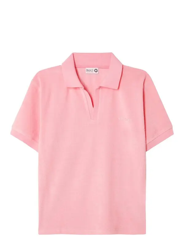 Hunza G Embroidered Cotton-terry Polo Shirt - Pink