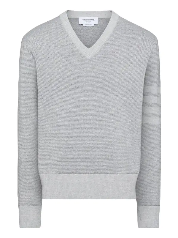 Thom Browne Relaxed Fit V-neck Pullover - Grey