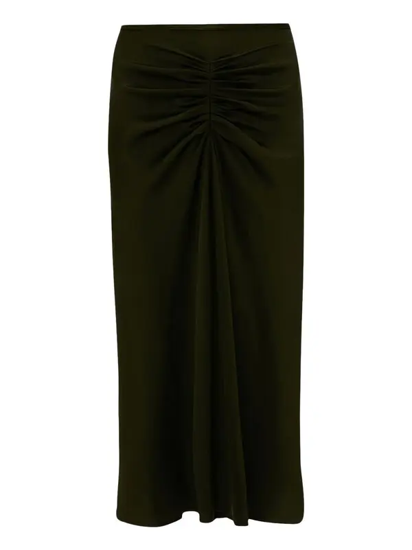 Victoria Beckham Gathered Waist Midi Skirt - Green