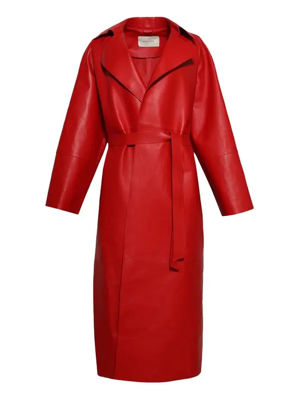 Magda Butrym Leather Coat - Red