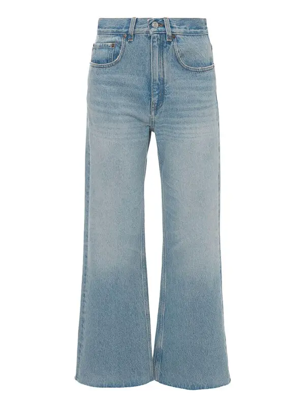 Victoria Beckham Wide Leg Cropped Jeans - Blue