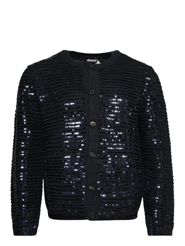 BODE Sequin Spotlight Cardigan - Black