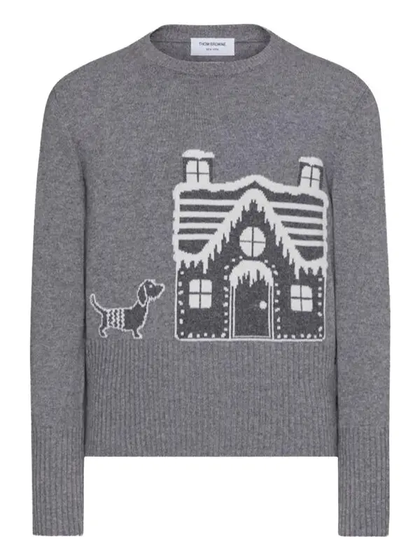 Thom Browne Holiday Scenery Crew Neck Pullover - Grey