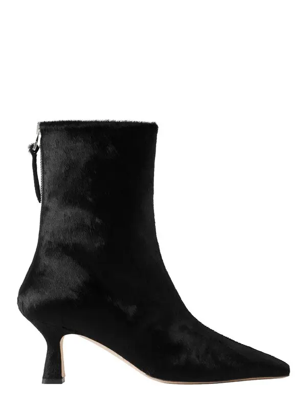 AeydĒ Elina Pony Hair Ankle Boots - Black