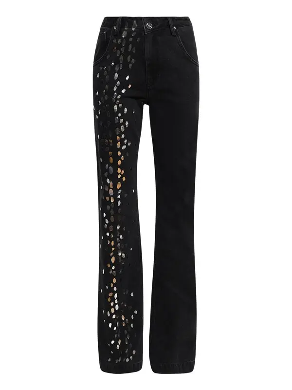 David Koma Foil Print Straight Leg Jeans - Black
