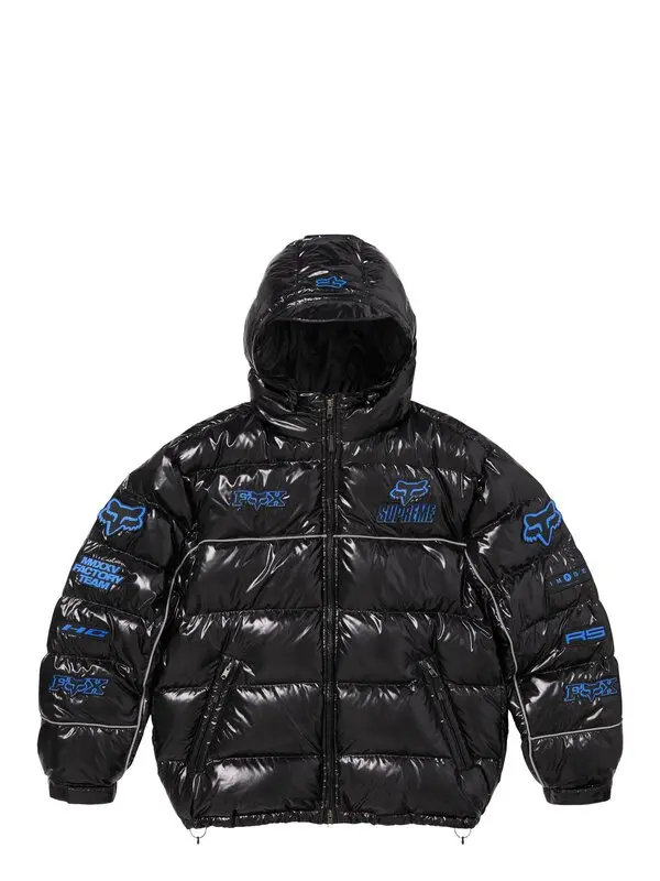 Supreme X Fox Racing Shiny Down Puffer Jacket - Black
