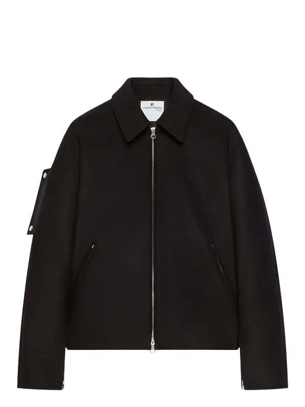 COURREGES Embroidered Wool Bomber Jacket - Black