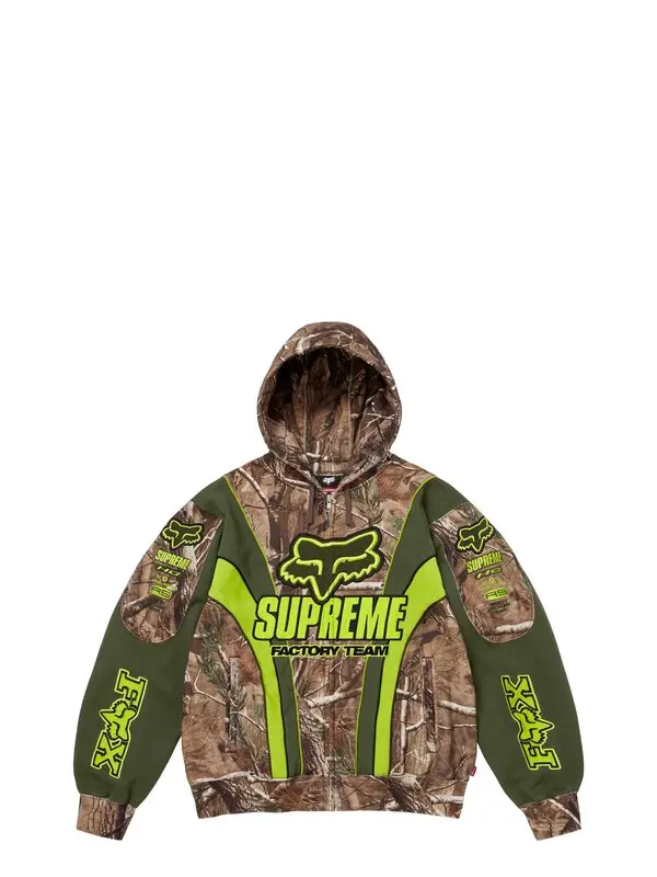 Supreme X Fox Racing Zip Up Hooded Sweatshirt - Green