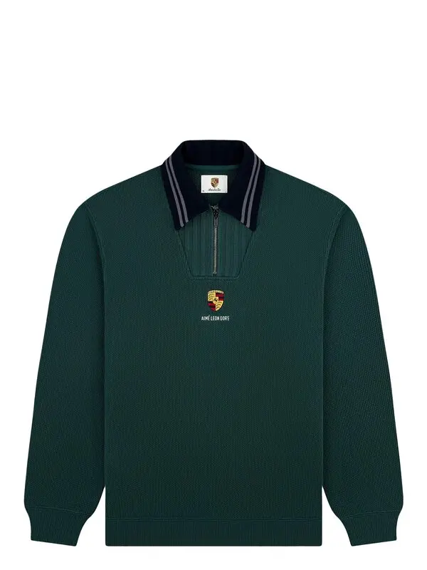 Aimé Leon Dore X Porsche Jacquard Collar Quarter Zip Pullover - Green