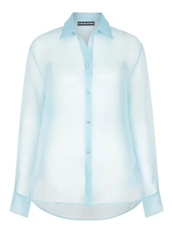David Koma Organza Button-up Overshirt - Blue