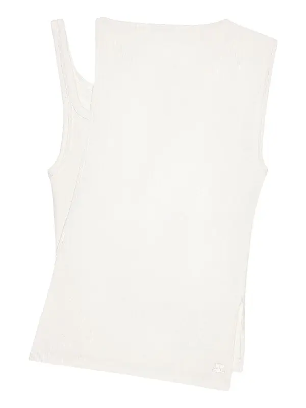 COURREGES Transverse 90s Rib Top - White