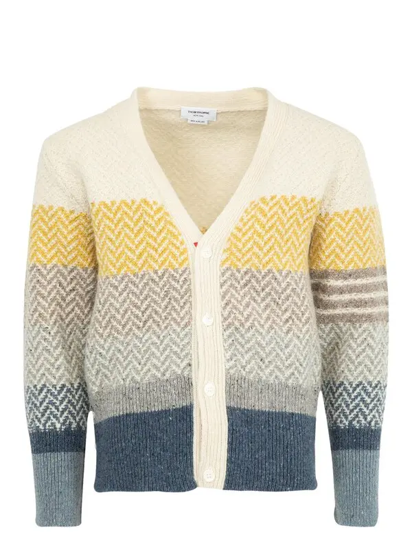 Thom Browne Striped Herringbone Jacquard Classic Cardigan - Multicolor