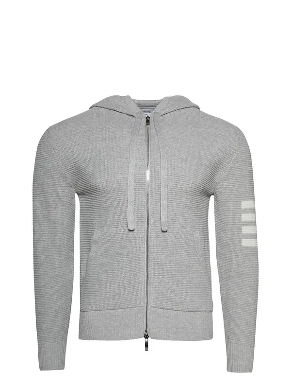 Thom Browne Relaxed Fit Zip Up Hoodie - Grey