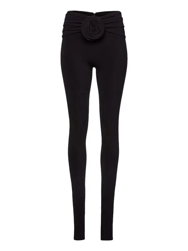 Magda Butrym Leggings W/ Flower Embellished - Black